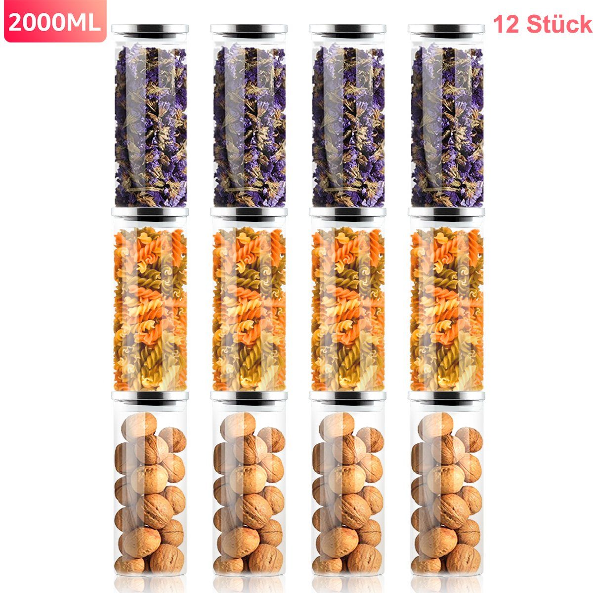 Mulisoft Vorratsglas 12er Set 2000 Ml Vorratsgläser Mit Gummidichtung
