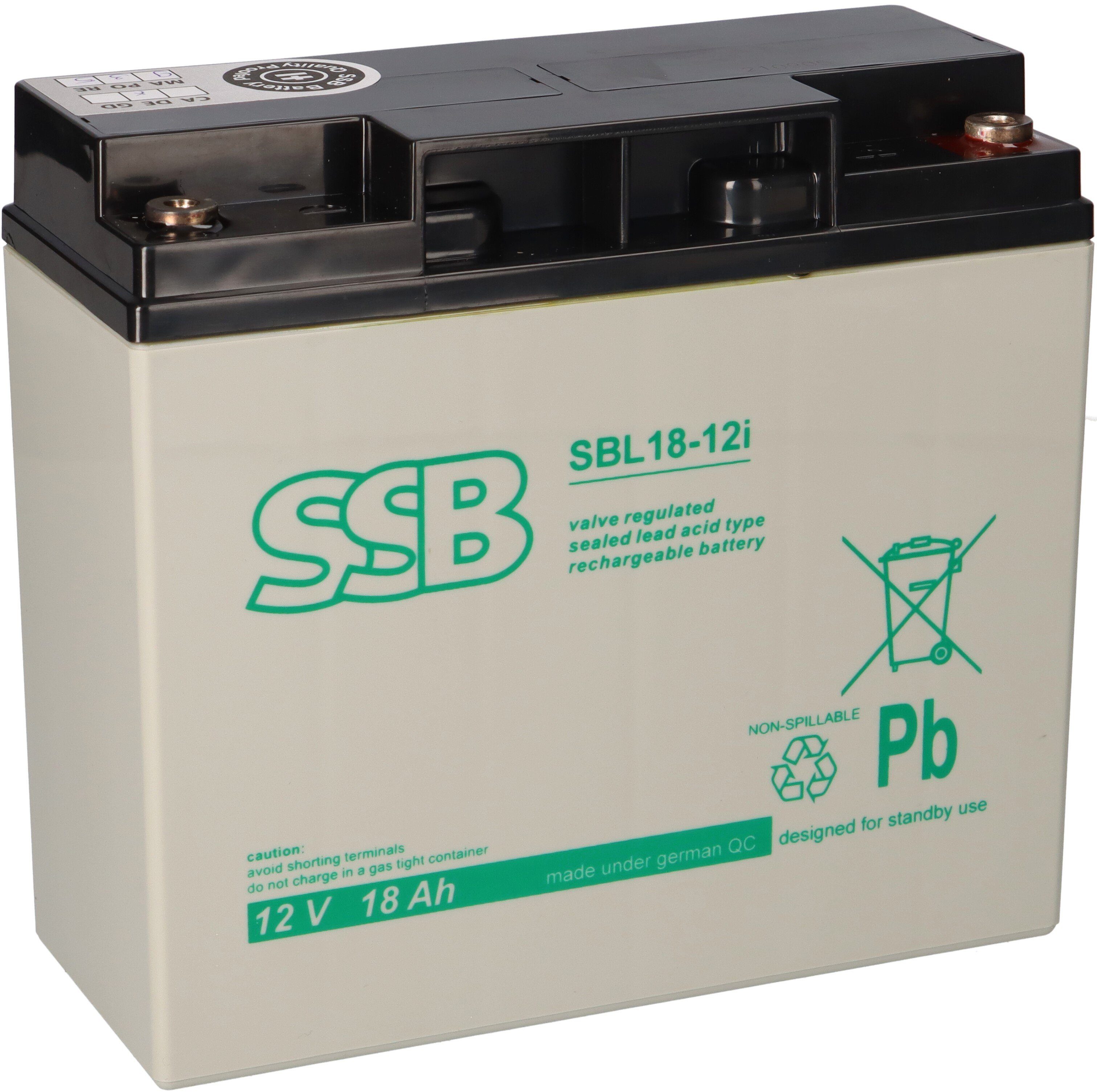 SSB Battery SSB Blei Akku SBL 18-12i AGM Batterie M5 Schraubanschluss - 12V 18Ah Bleiakkus