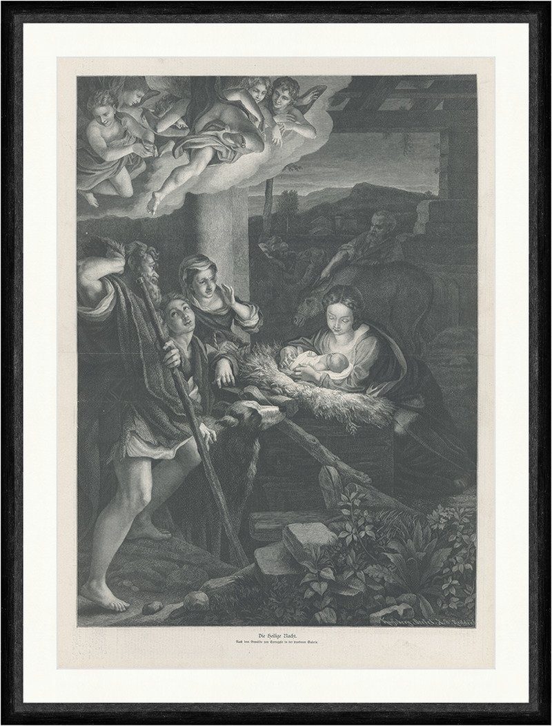 Kunstdruck Die Heilige Nacht Correggio Jesus Maria Josef Engel Krippe Faksimile_C, (1 St)