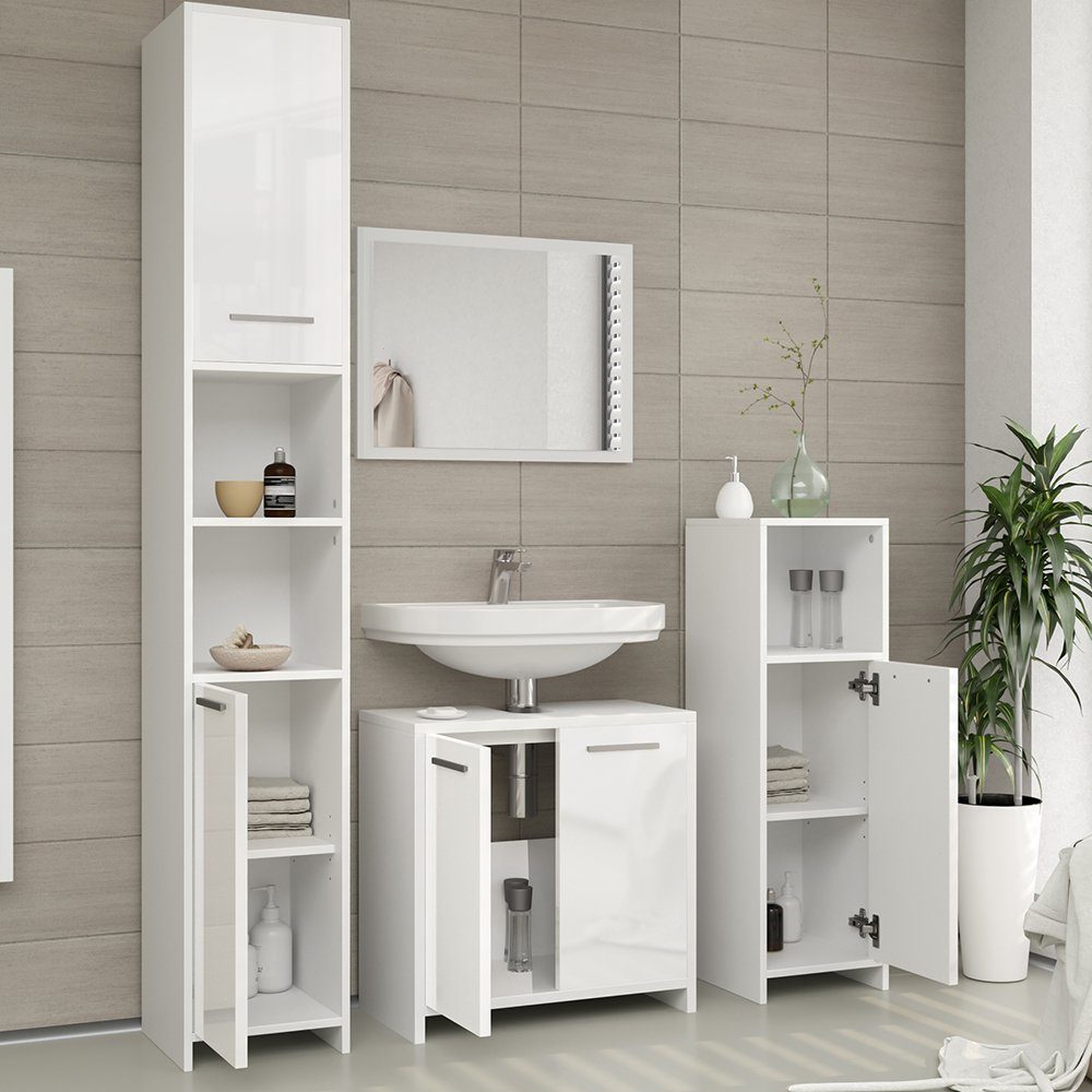 Badezimmerschrank Weiss Hochglanz