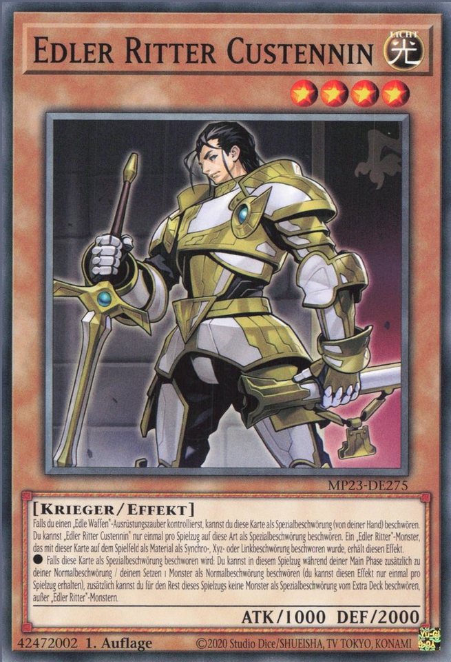 Recollectibles Sammelkarte Yugioh Karte Edler Ritter Custennin Deutsch