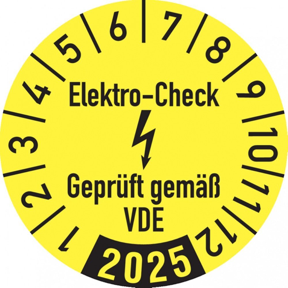 König Werbeanlagen Hinweisschild JahresPlakette Elektro-Check gepr. gem. VDE, Folie, Ø30mm, 10St.