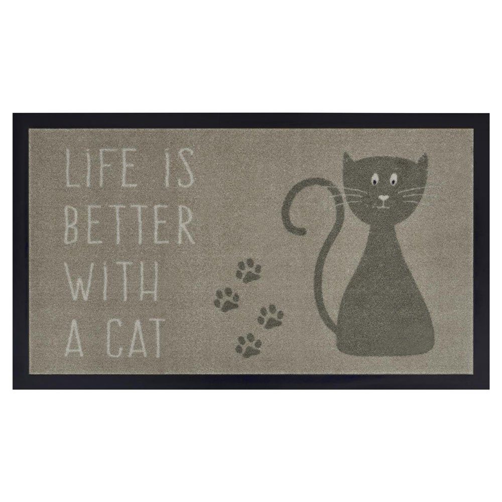 Fußmatte Fußmatte Life Is Better Cat In Outdoor Katze Motiv Braun