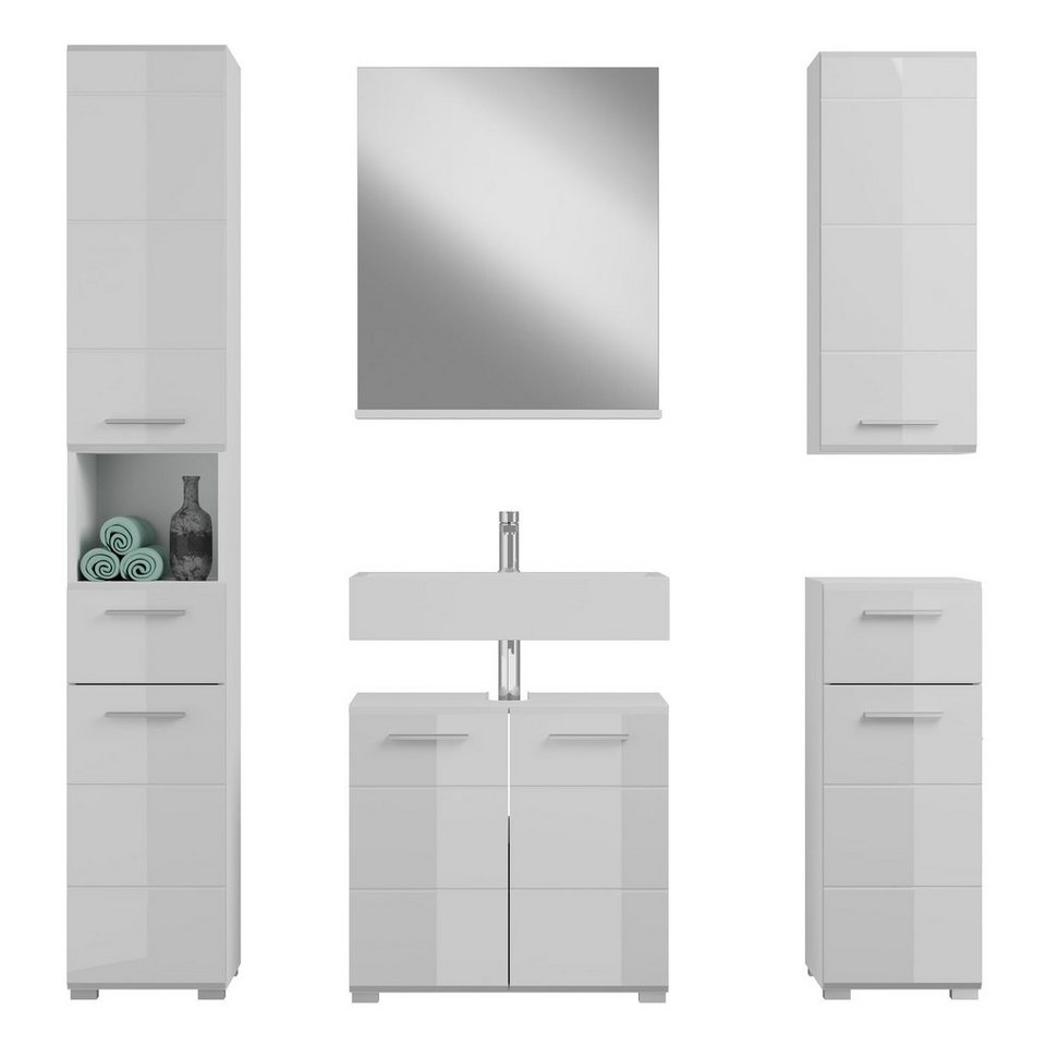 Newroom Badezimmer Set Niloa Badezimmer Set Weiß Nb Weiß Hochglanz Mdf