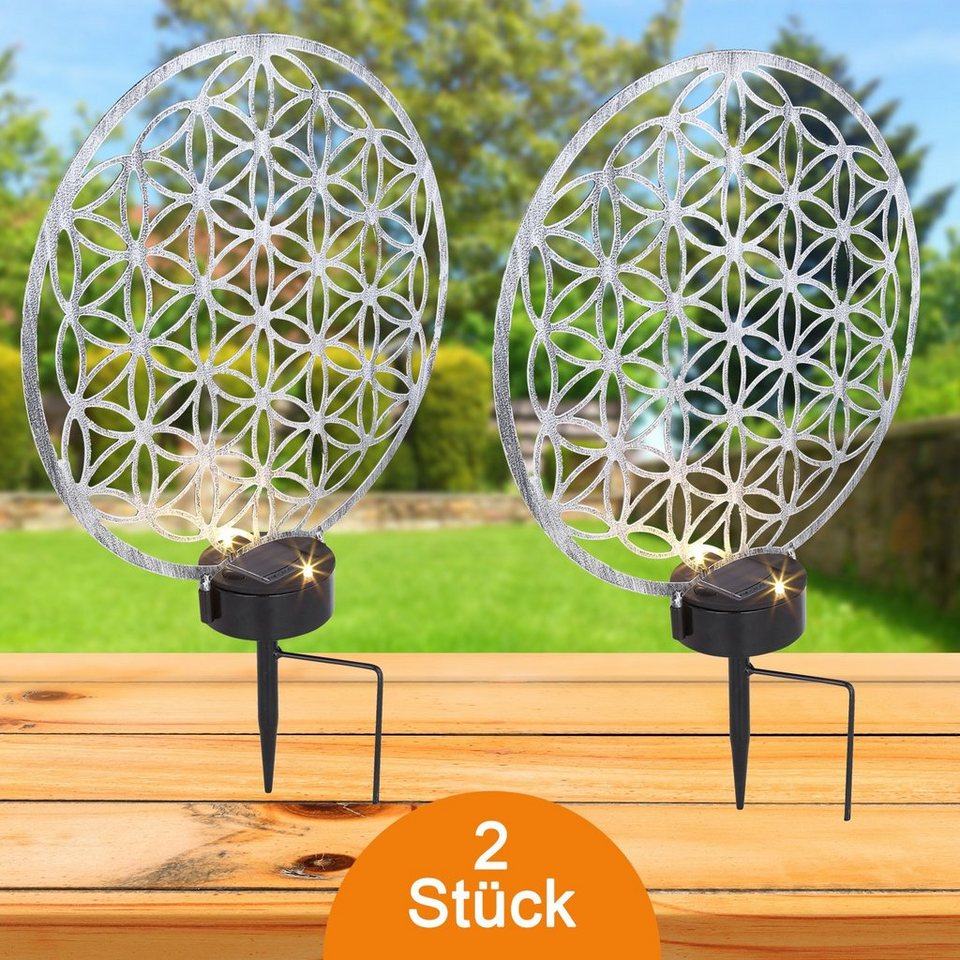 Bmf Versand Led Solarleuchte Solarleuchte Garten 2er Set Rund 30 Cm