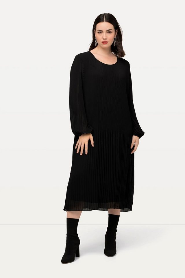 Ulla Popken Sommerkleid Plissee-Midikleid A-Linie Rundhals Langarm, rot ... Ulla Popken Sommerkleid Plissee-Midikleid A-Linie Rundhals Langarm, rot ...