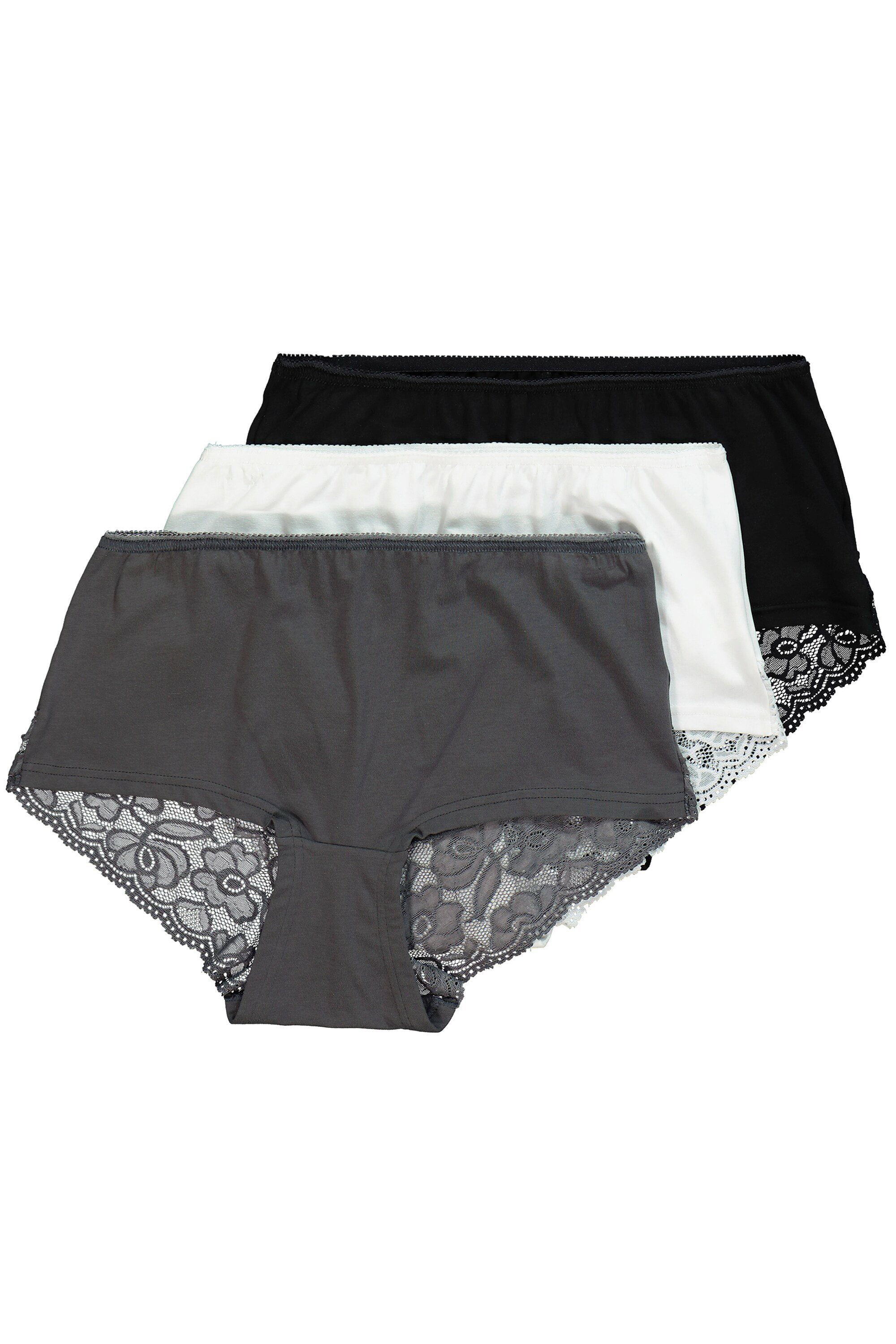 Ulla Popken Hipster 3er Pack Hipster Spitzeneinsatz