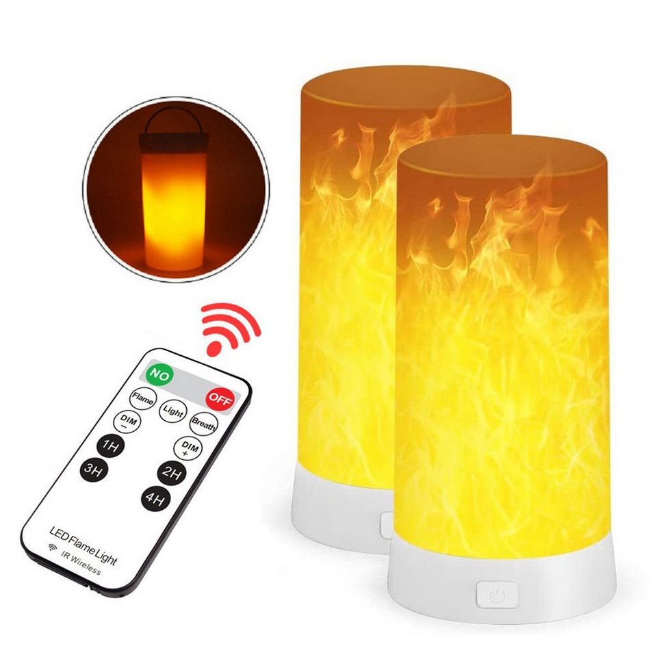 Dopwii Led Schreibtischlampe Zwei Led Flammen Usb Aufladbar Mit