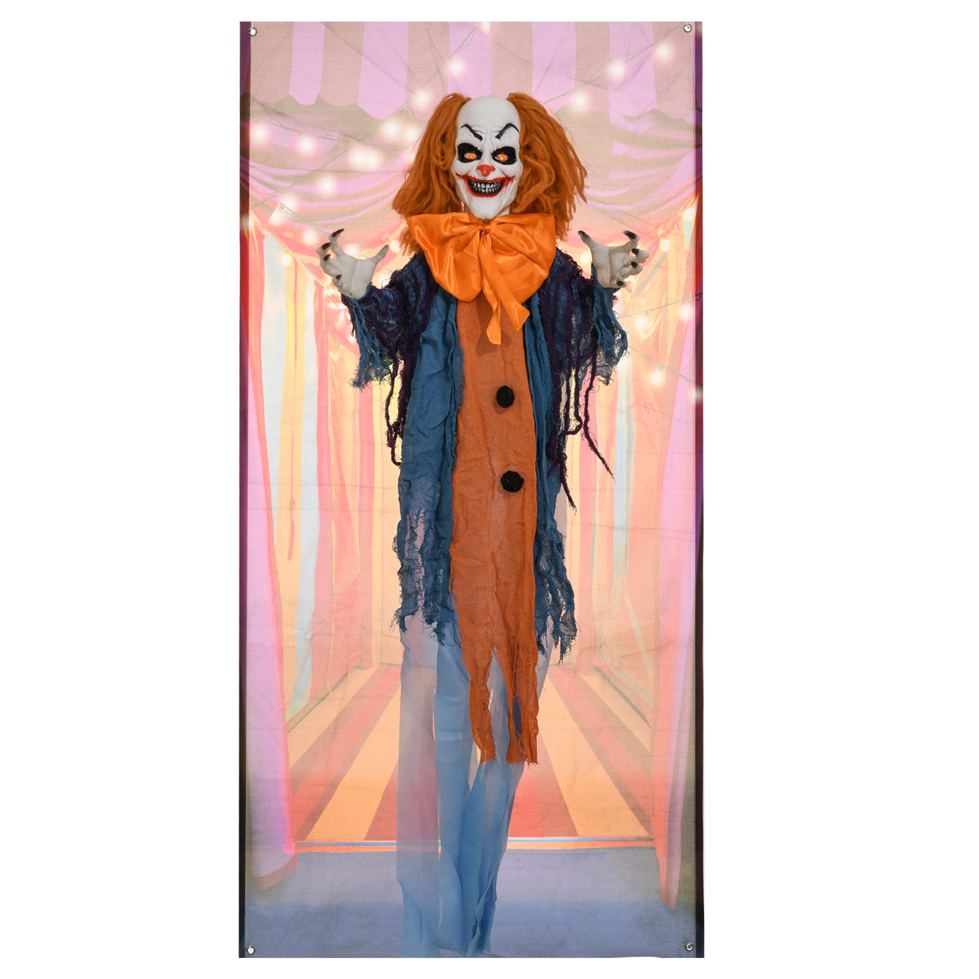 Homcom Dekofigur 168cm Halloween Zirkusclown Mit Rot Leuchtende Augen