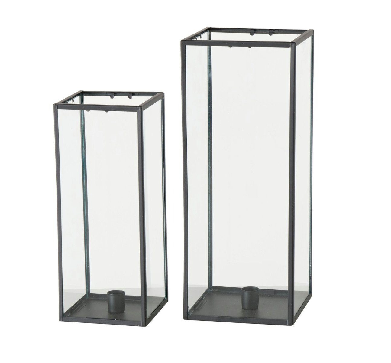 Boltze Windlicht Tarek Windlicht Schwarz 2tlg Teelichtglas