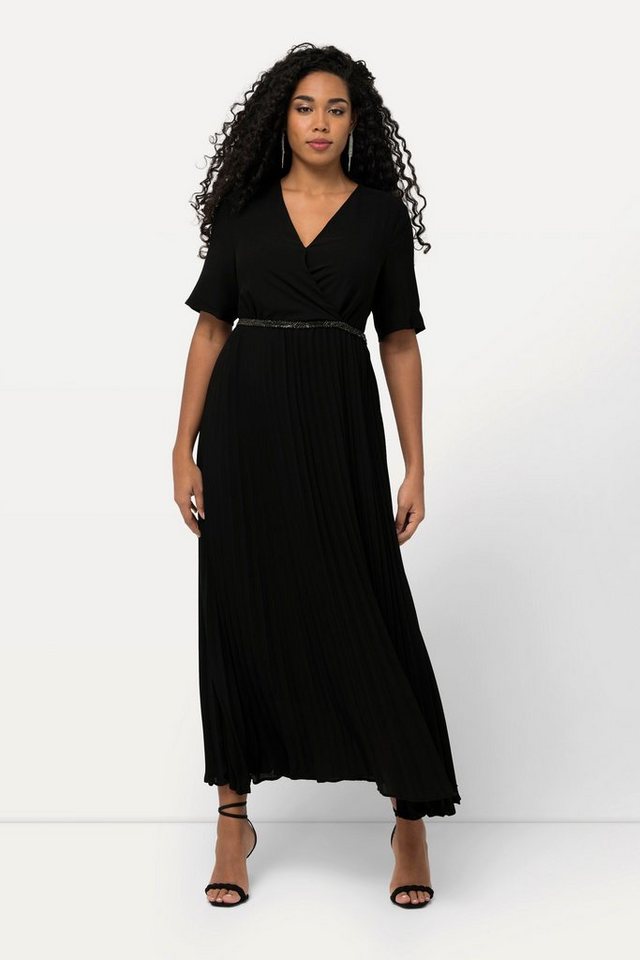 ᐅ Ulla Popken Cocktailkleid Maxikleid Plissee Wickeloptik V Ausschnitt