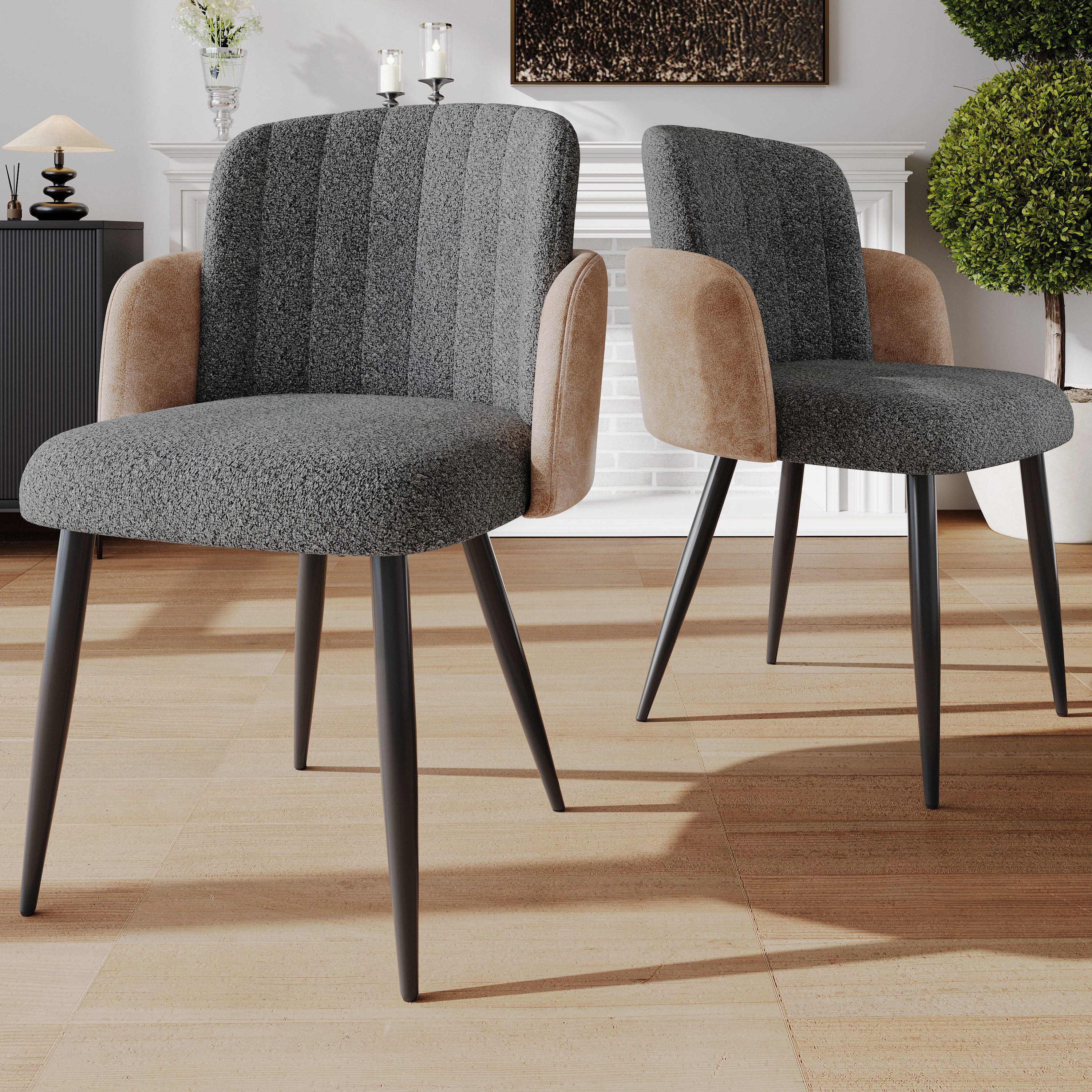 Flieks Esszimmerstuhl (Set, 2 St), 2er Set Polsterstühle mit Armlehnen Wohnzimmerstuhl ...