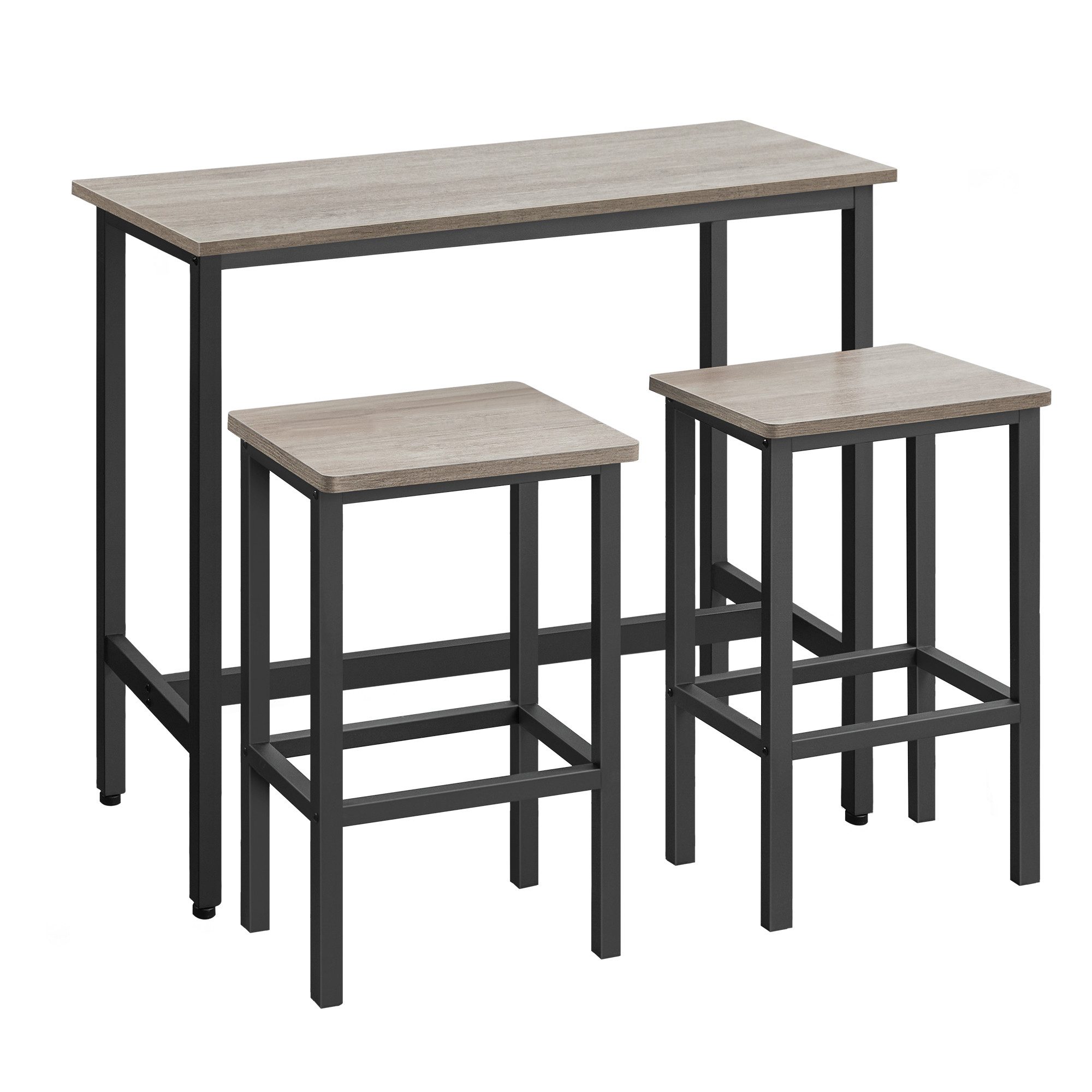 VASAGLE Bartisch Bartisch-Set, Stehtisch(100x40x90cm) mit 2 Barhockern ...