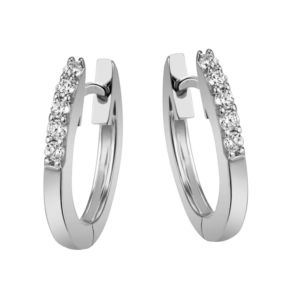 Reflexion Diamonds Klappcreolen oval aus 585 Weißgold, Brillantbesatz 0,14ct., 15mm, ovale ...