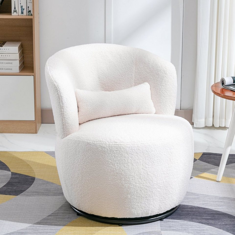 Merax Drehsessel Mit Teddyplüsch Bezug 360° Drehbar Relaxsessel Mit