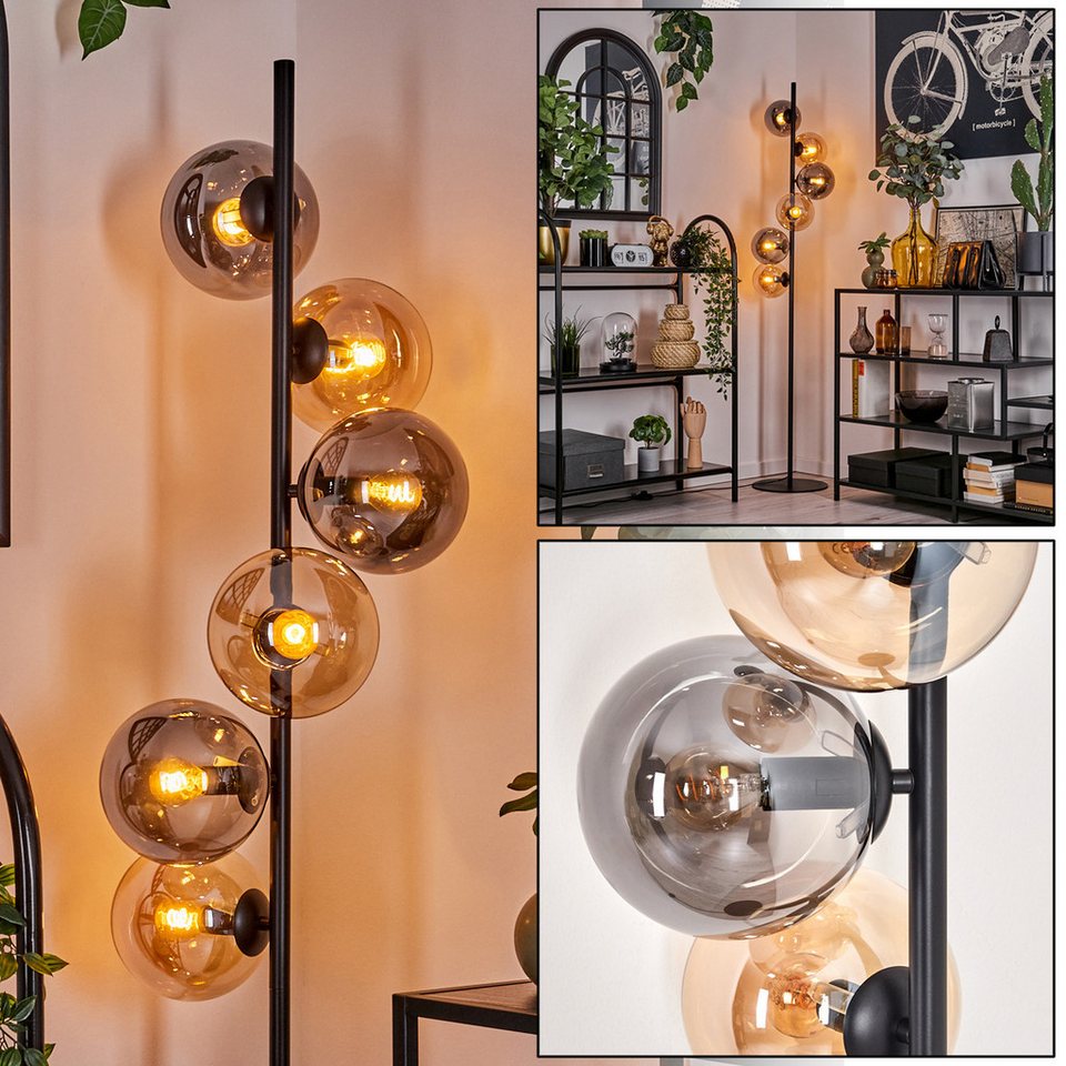 Hofstein Stehlampe Stehlampe Aus Metallglas In Schwarzrauchfarben