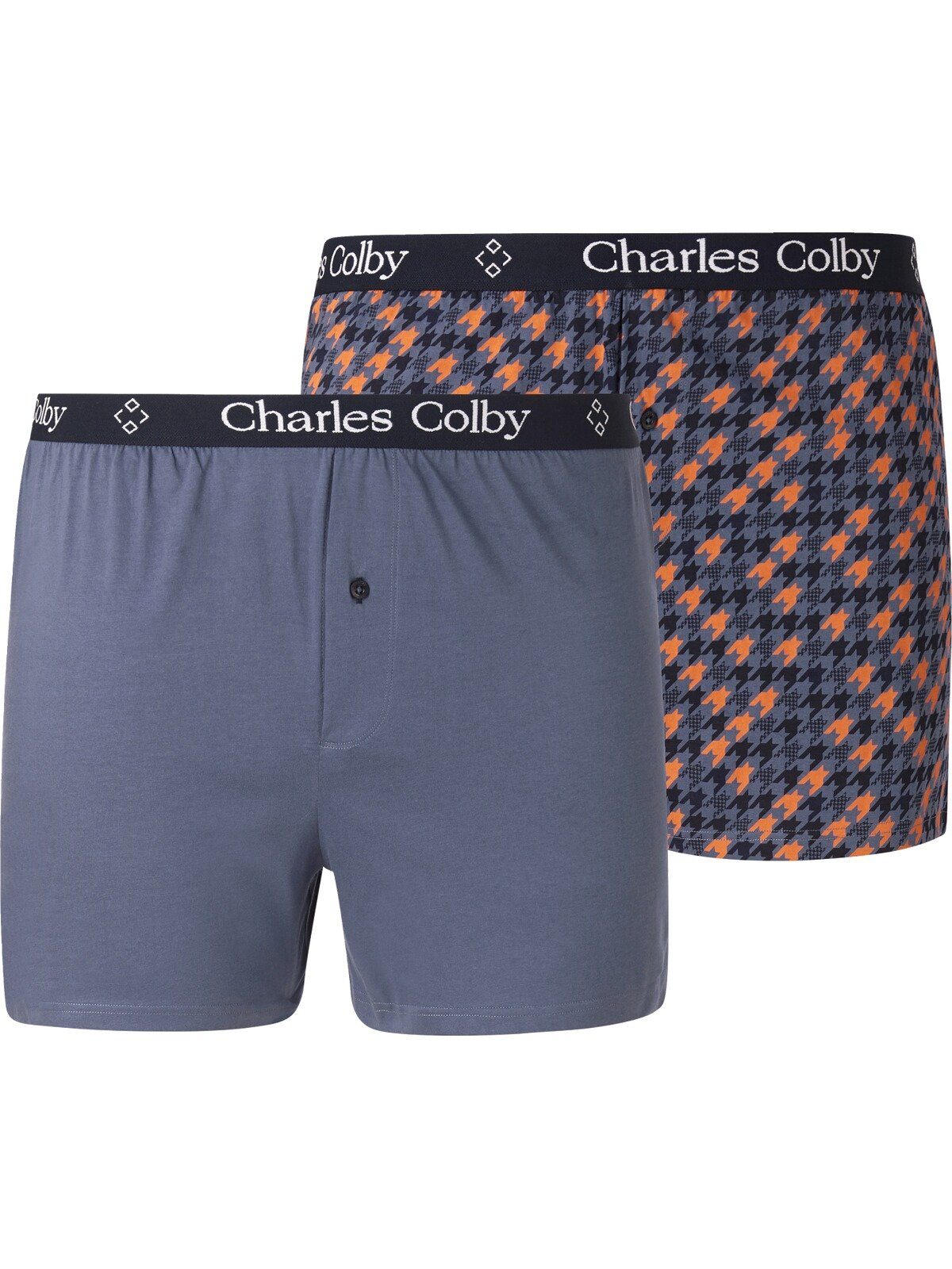 Charles Colby Slip LORD KEYAN (Set, 2-St), gemustert und unifarben, blau