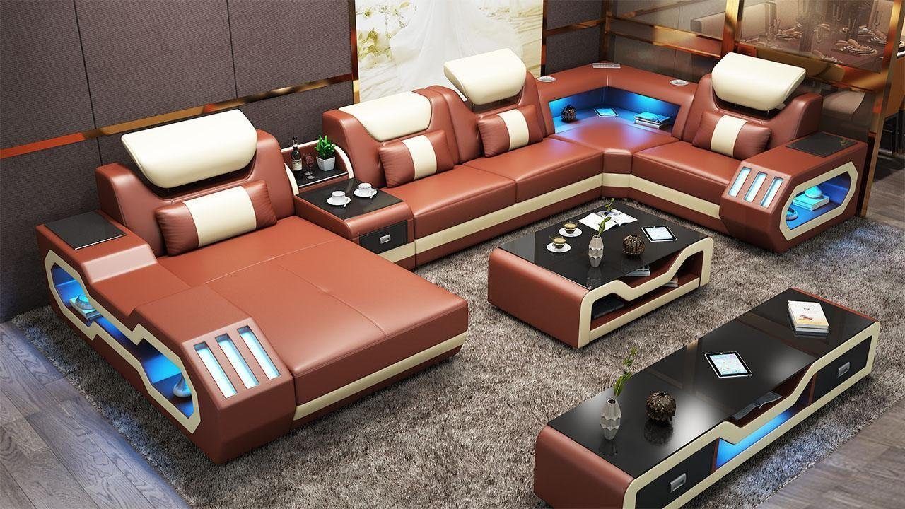 Jvmoebel Wohnzimmer Set U Form Ecksofa Couchtisch Sideboard Design