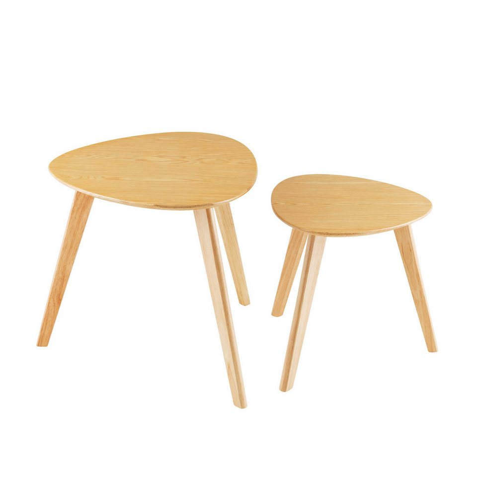 Costway Satztisch Couchtisch Dreieckig 2er Set Holz
