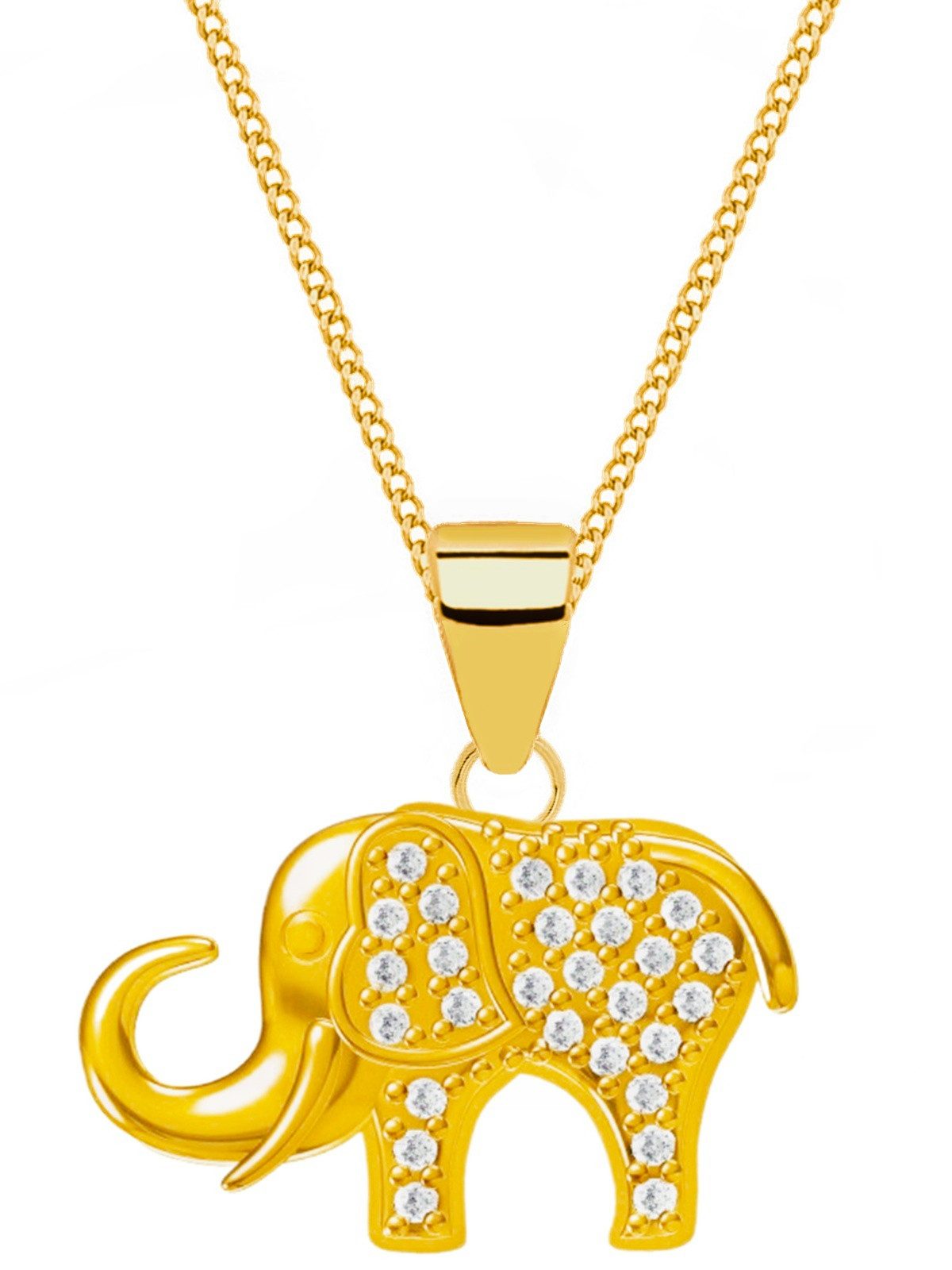 Goldene Hufeisen Goldkette Halskette Gold Elefant 925 18K vergoldet mit Zirkonia Anhänger Kette ...