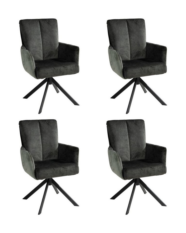 Mca Furniture Polsterstuhl Rosario 4er Set Olivgrün Schwarz Cord