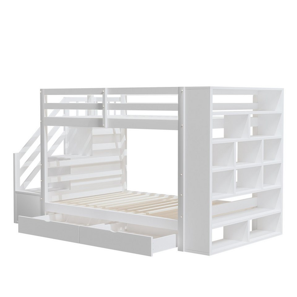 Rutaqian Etagenbett Kinderbett 90 × 200 Cm Modernes Kiefernbett Für