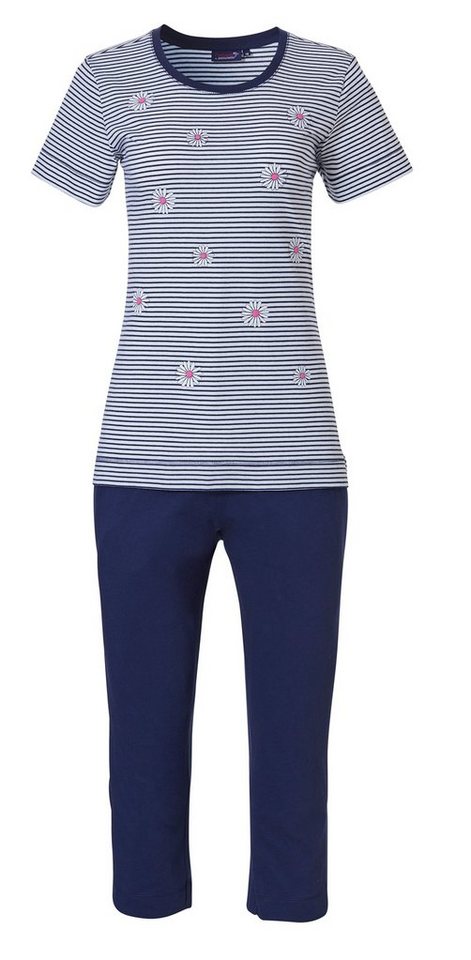 Rebelle Schlafanzug Damen Schlafanzug Mit Capri Hose 2 Tlg Baumwolle