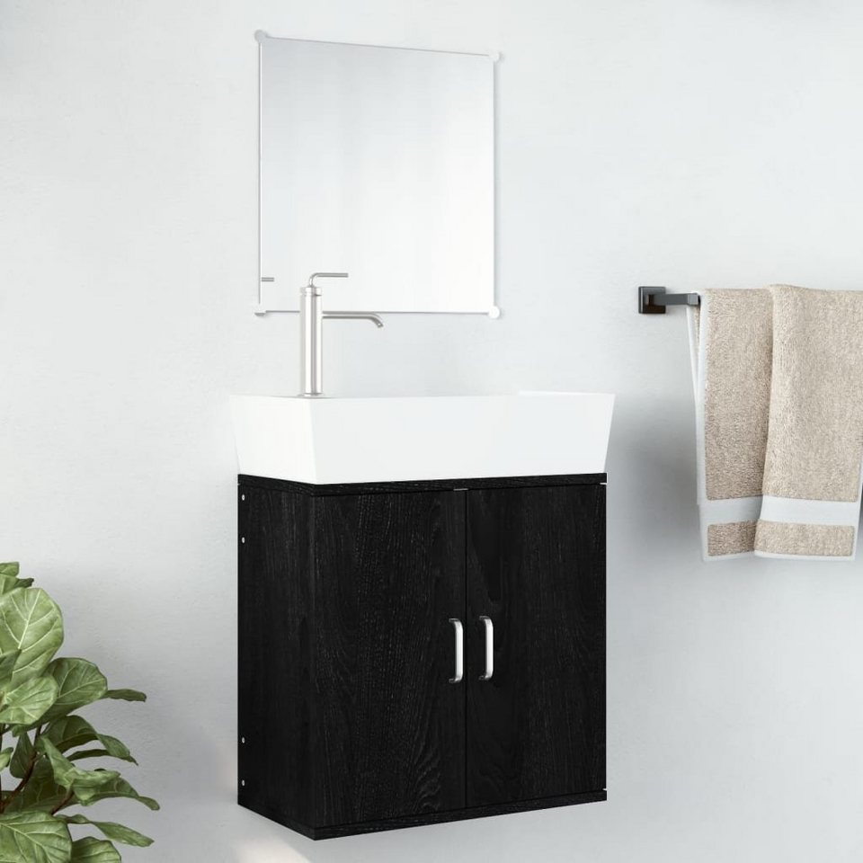 Vidaxl Badezimmer Set 2 Tlg Badmöbel Set Schwarz Holzwerkstoff