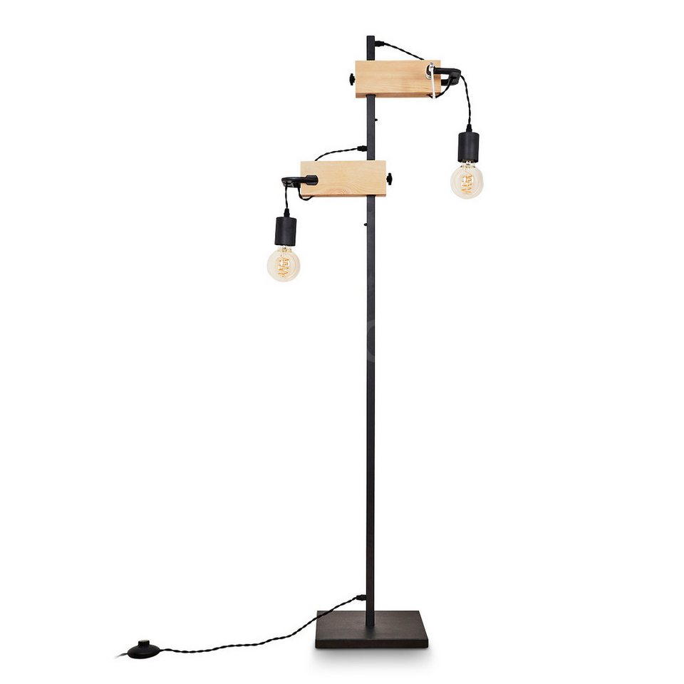 Hofstein Stehlampe Zinga Stehlampe Aus Metallholz In Graunatur