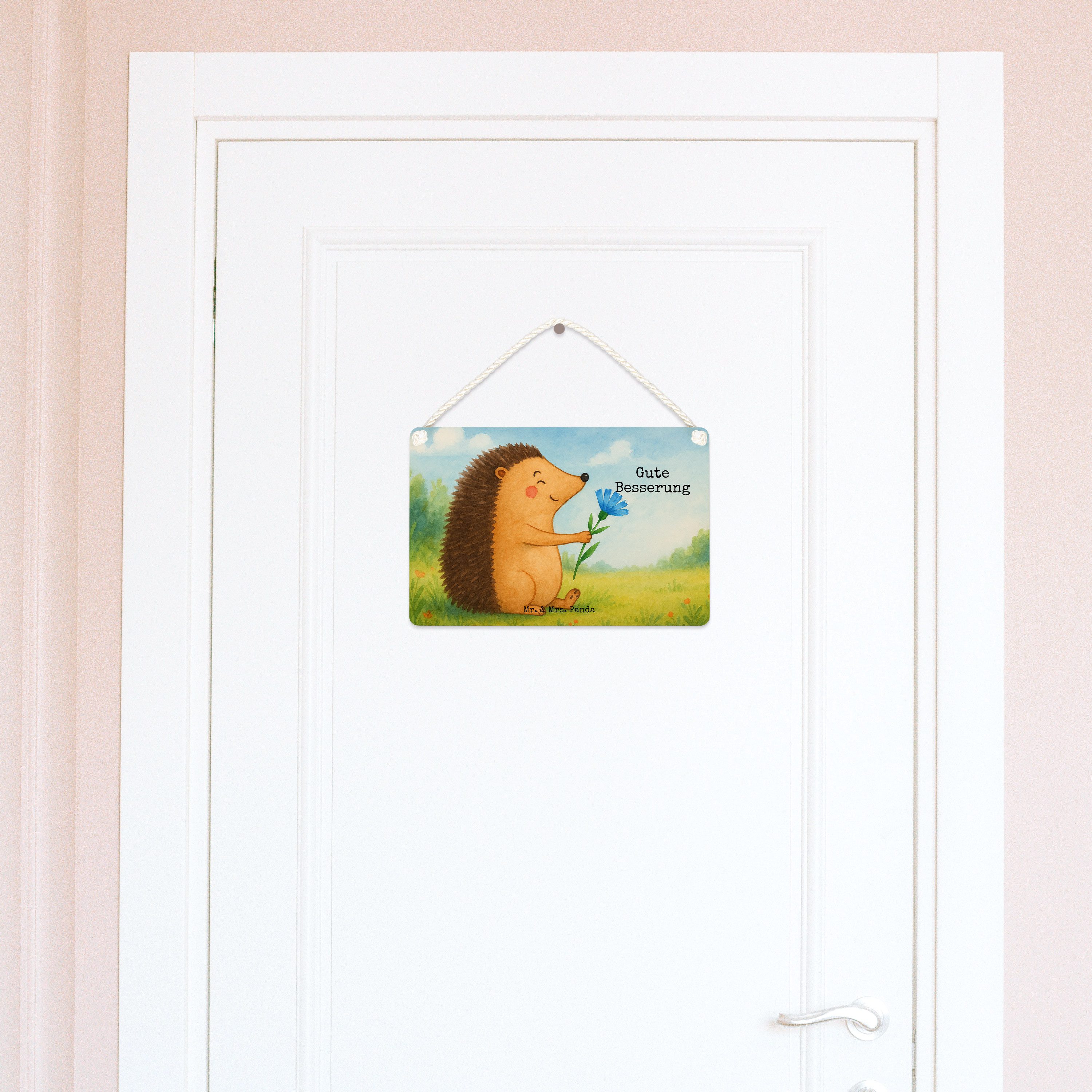 Mr. & Mrs. Panda Hinweisschild Igel Blumen Design, Schild DIN A6, Weiß ...