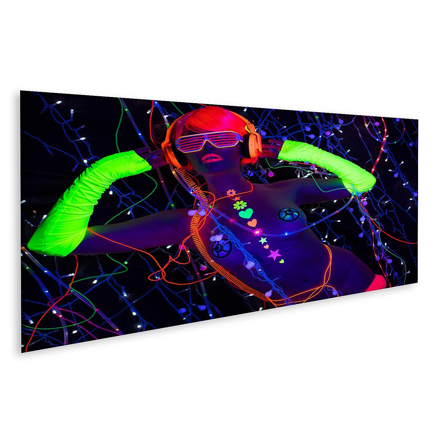 islandburner Leinwandbild »Bild auf Leinwand Fantastisches Video von Sexy Cyber Raver Frau ...