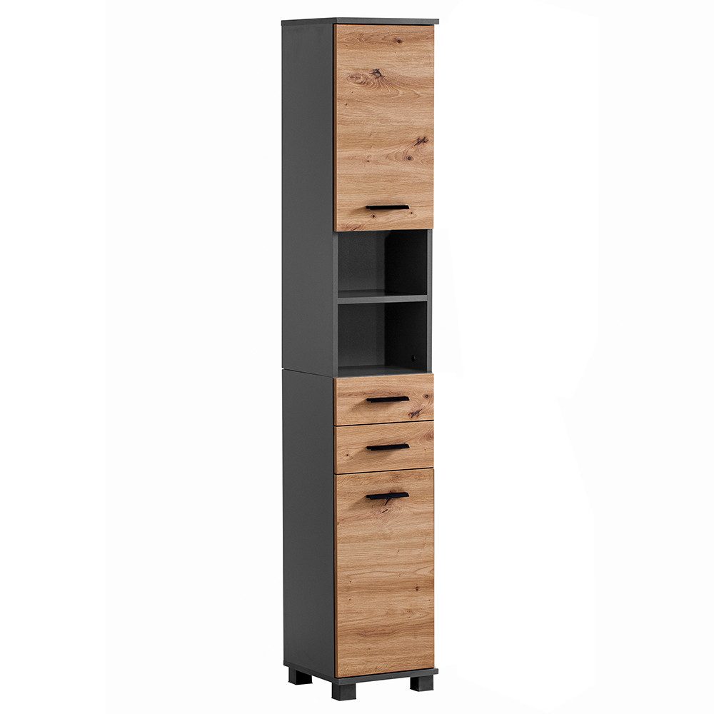 Lomadox Hochschrank Providence 80 In Anthrazit 30cm Breit Rechts