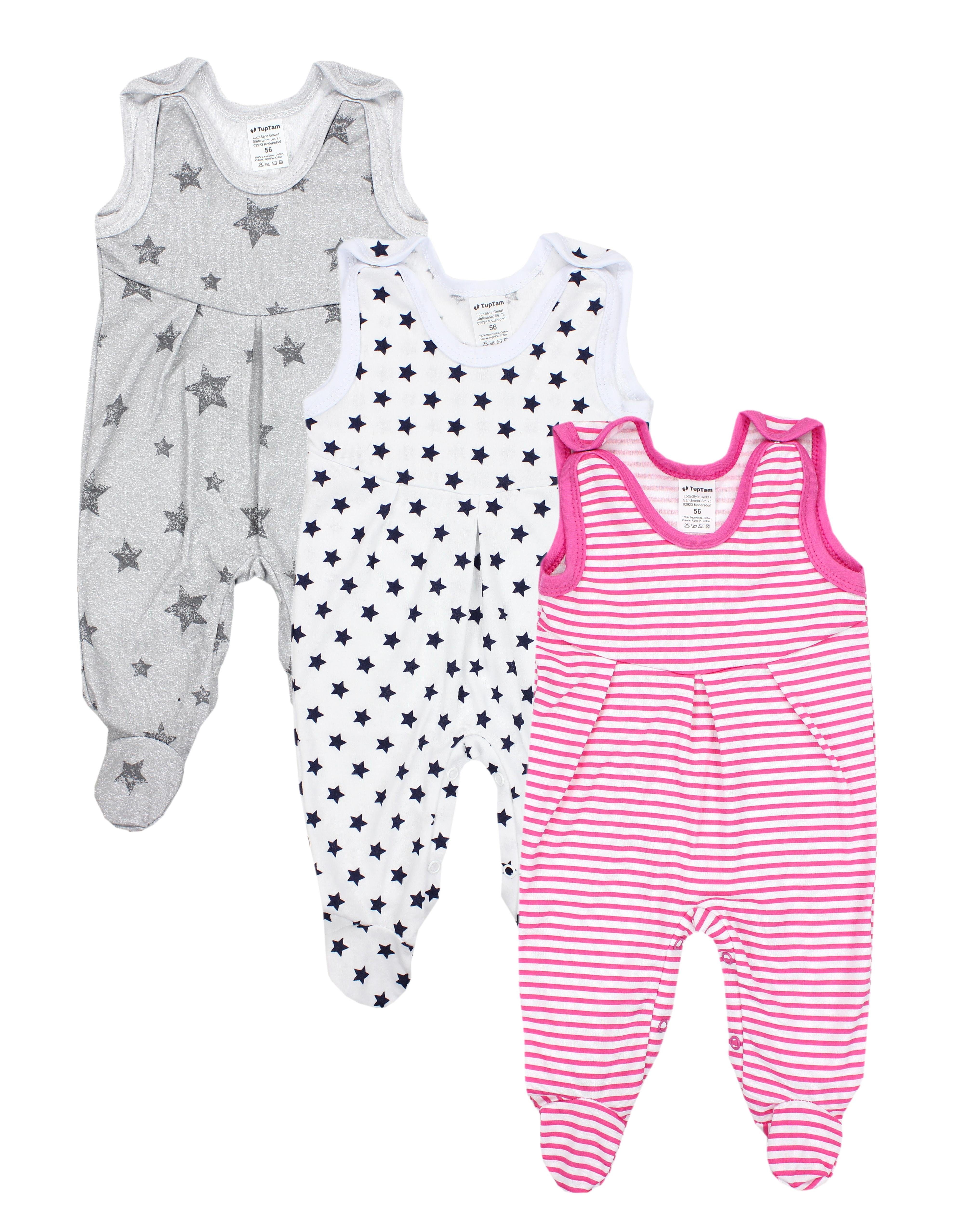 TupTam Strampler TupTam Baby Mädchen Strampler mit Fuß 3er Pack