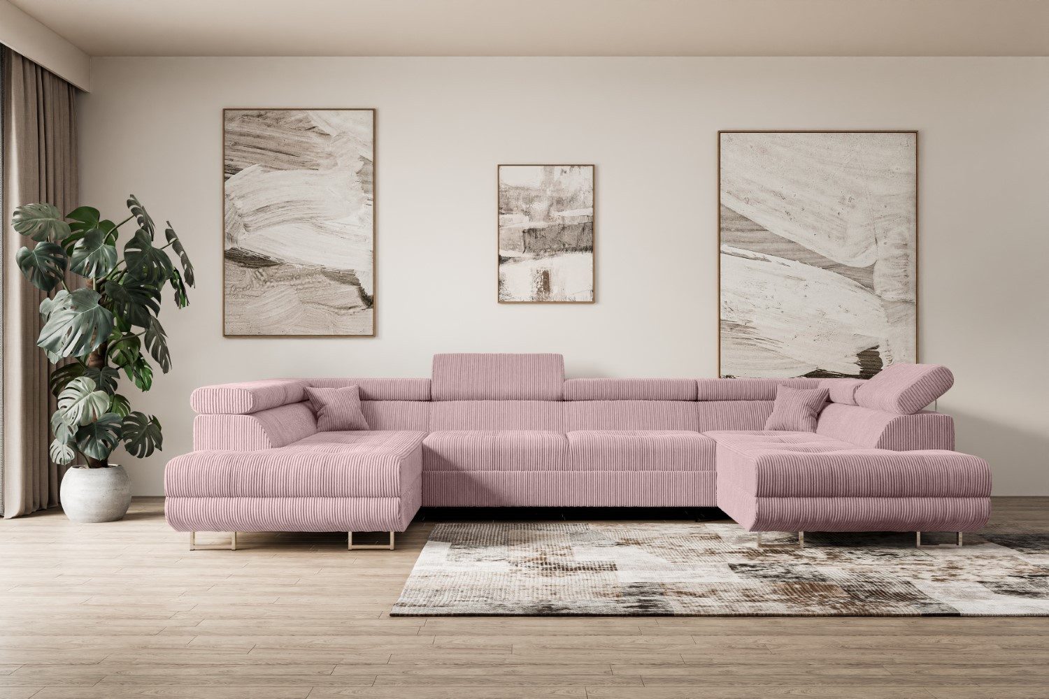 ALTDECOR Wohnlandschaft GUSA-U, Couch mit Schlaffunktion, Wohnzimmer ...