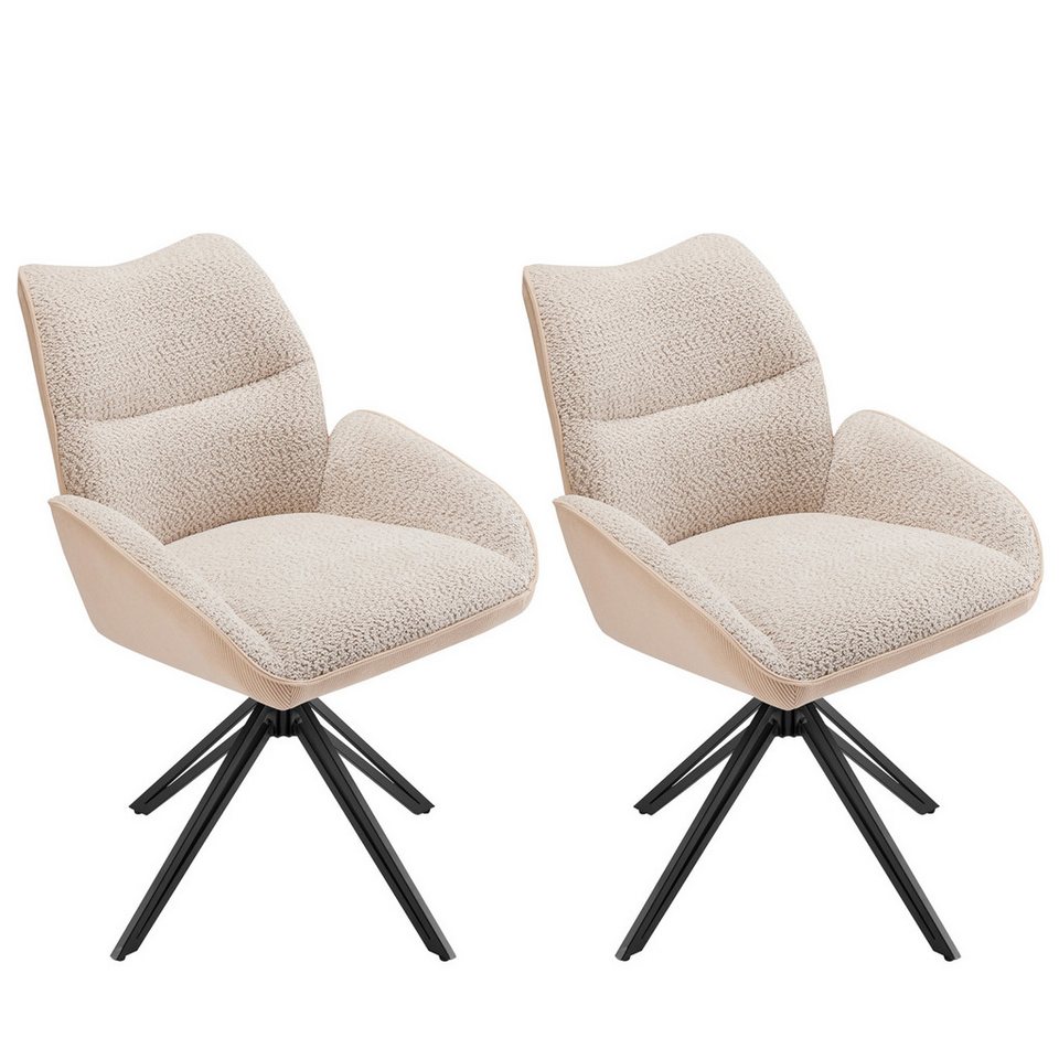 Flieks Esszimmerstuhl 360° Drehbar Set 2 St 2er Set Polsterstühle