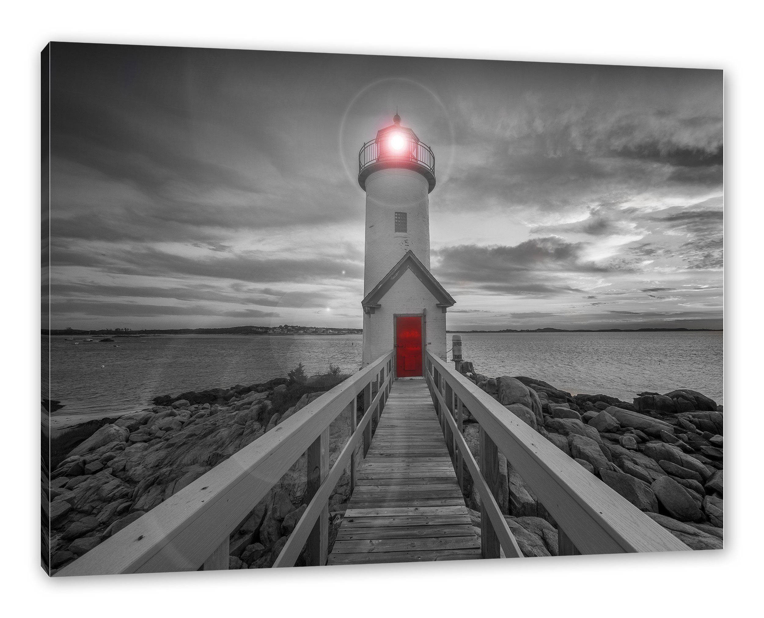 Pixxprint Leinwandbild Leuchtturm bei Sonnenuntergang, Leuchtturm bei Sonnenuntergang (1 St ...