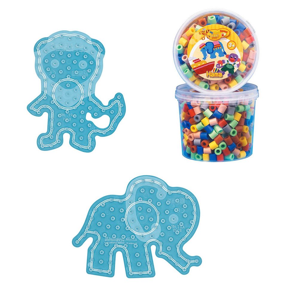 Hama Bügelperlen Hama Set Löwe & Elefant mit 600 Maxi-Bügelperlen und ...