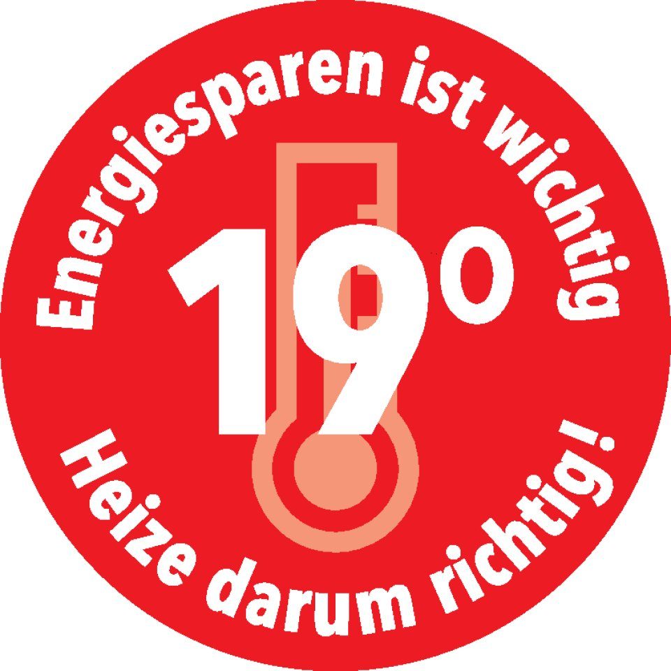 König Werbeanlagen Hinweisschild Klimalabel Energiesparen ist wichtig - Heize darum richtig!, Folie