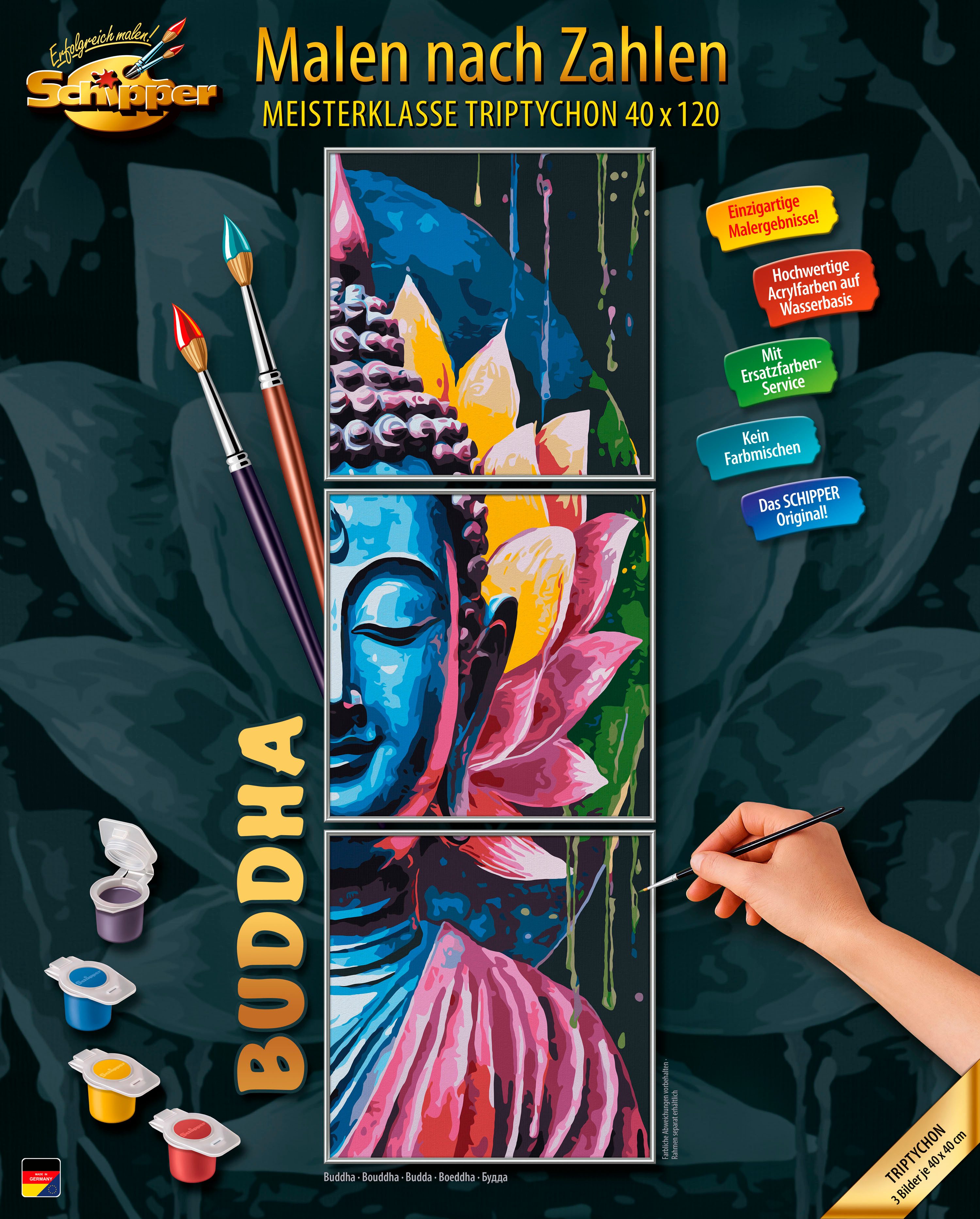 Schipper Malen nach Zahlen Meisterklasse Triptychon - Buddha, Made in Germany, 3 ...