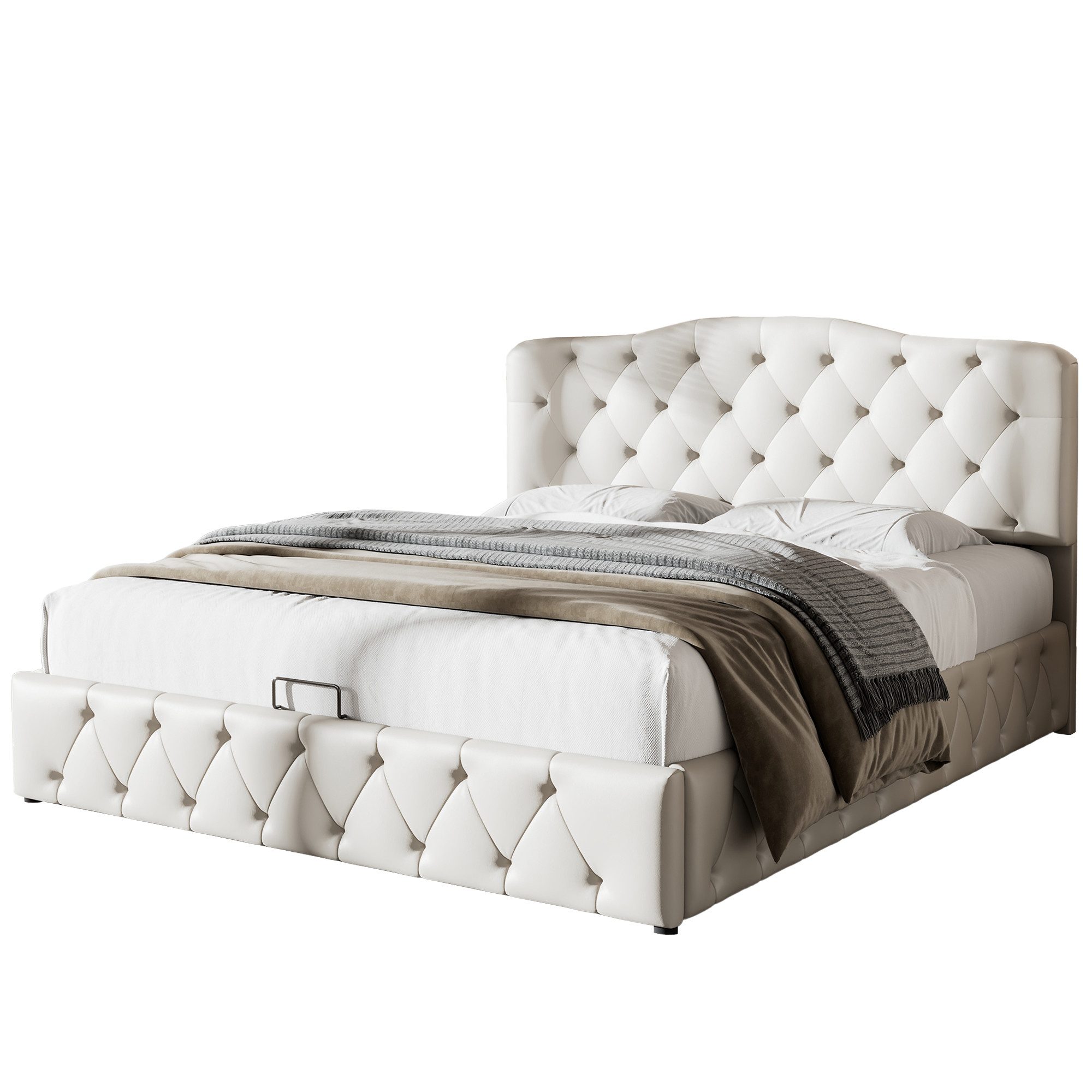 Modfu Polsterbett Doppelbett Bett Hydraulisches Funktionsbett Mit