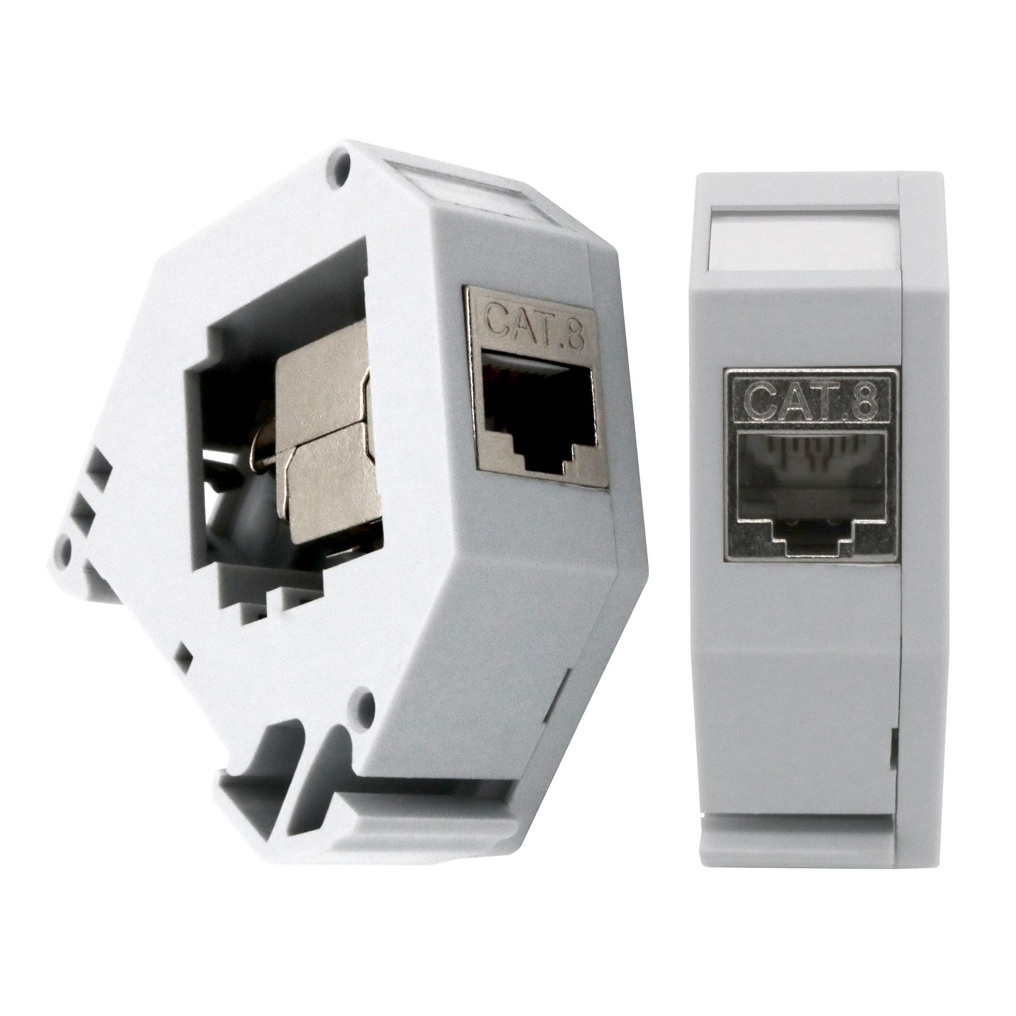 ARLI 2x Keystone CAT8.1 RJ45 Buchse inkl. Hutschienenadapter Set Netzwerk-Adapter Keystone zu ...