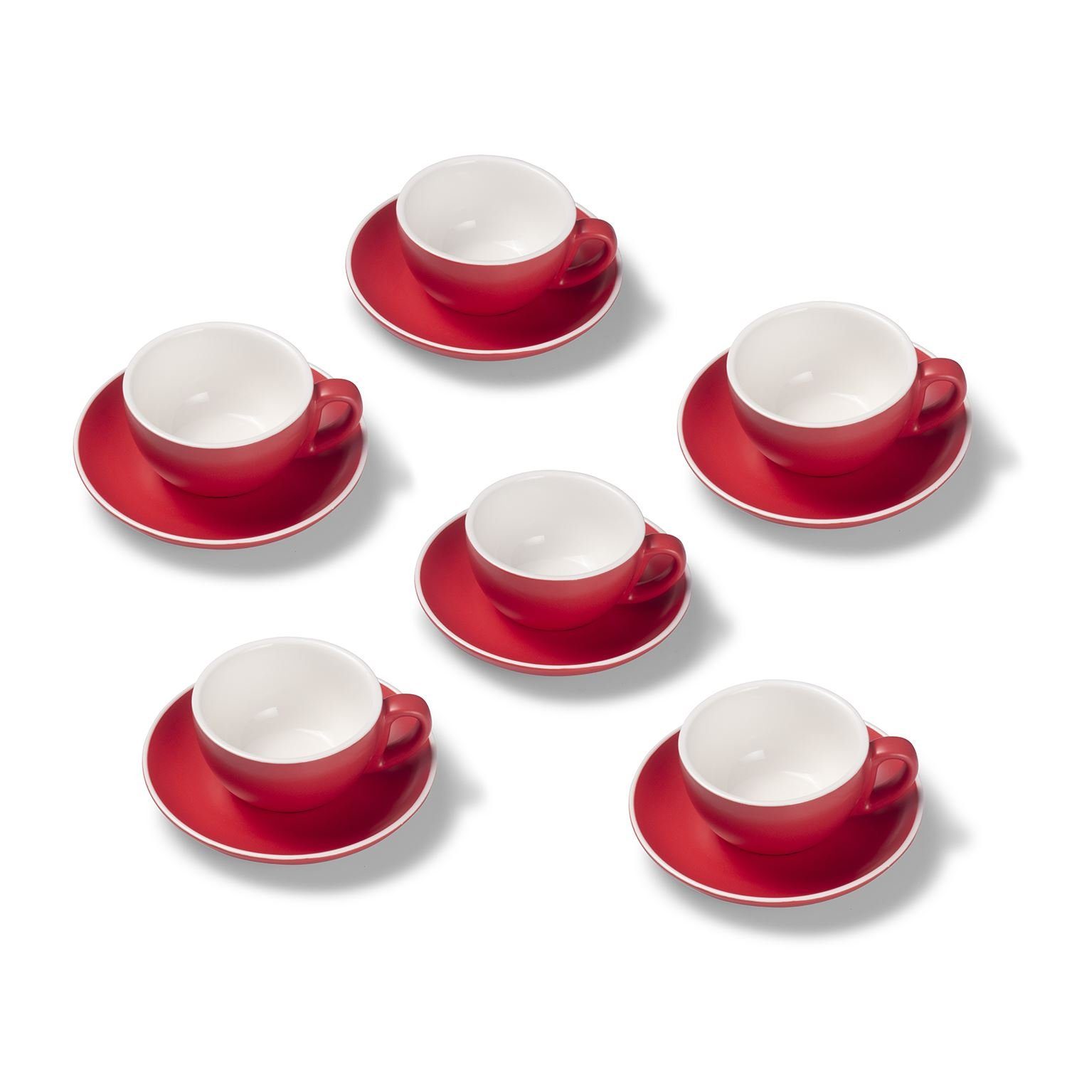 Terra Home Cappuccinotasse Terra Home 6er Cappuccinotassen Set Rot