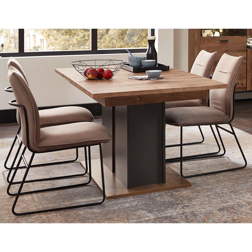 Lomadox Esstisch Minneapolis 55 Haveleiche Cognac Mit Graphit Ca 160