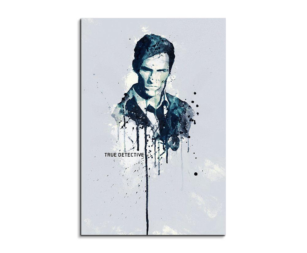 Sinus Art Leinwandbild True Detective 90x60cm Aquarell Art Wandbild Auf