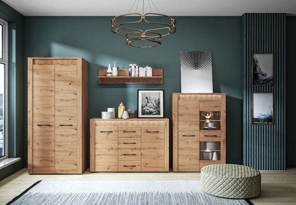 Feldmann Wohnen Wohnwand Artis Set 1 Kleiderschrank 1 Kommode