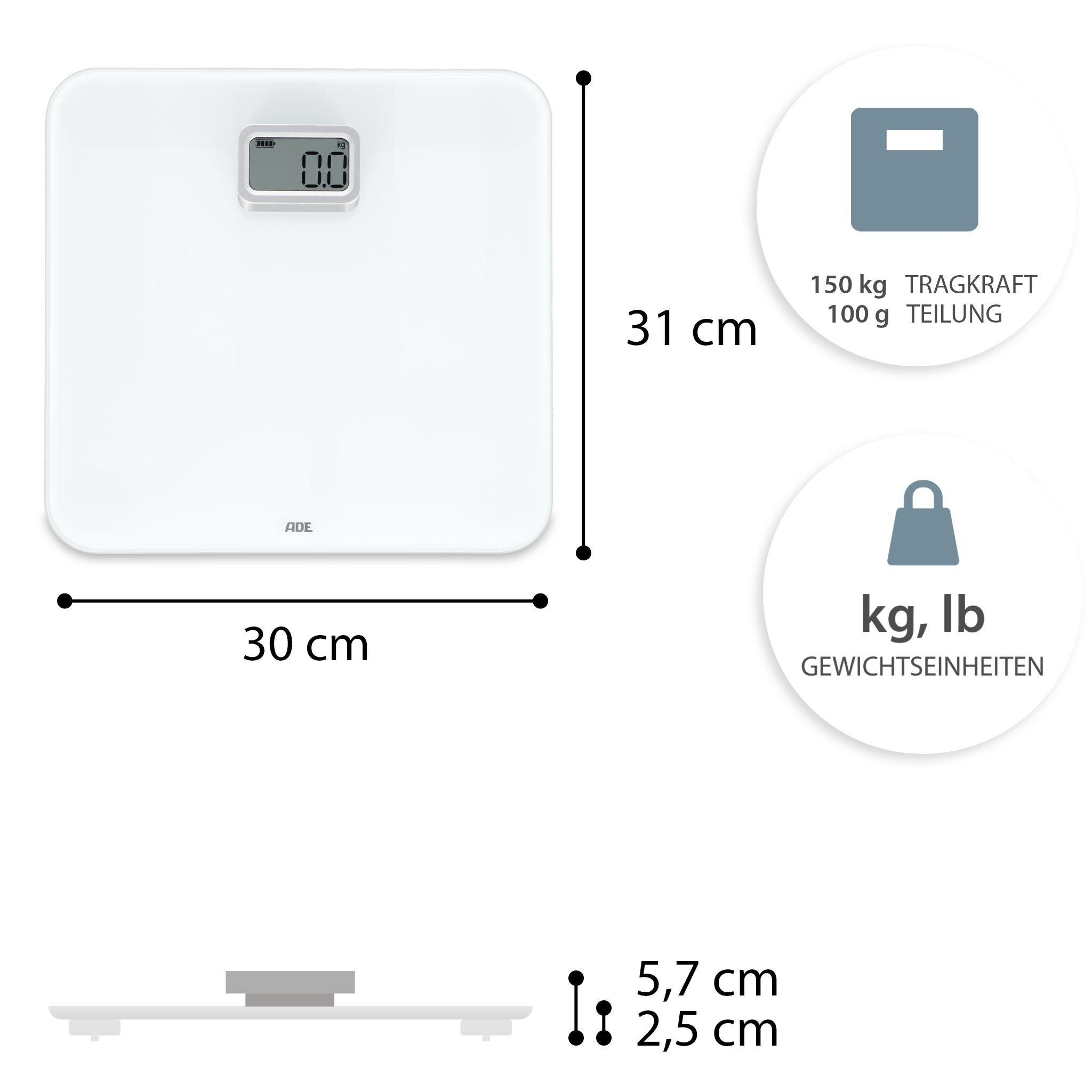 ADE Personenwaage Digitale Körperwaage ohne Batterien, mit Dynamo ...