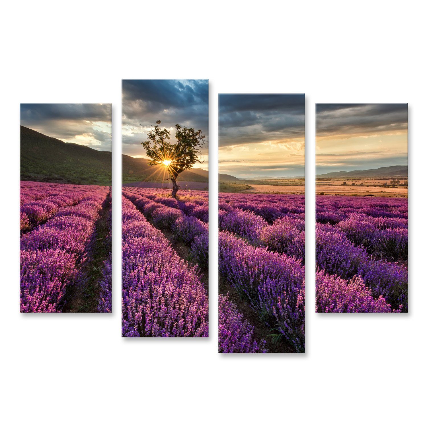 islandburner Leinwandbild »Bild auf Leinwand Die Atemberaubende Landschaft Mit Lavendelfeld Bei ...