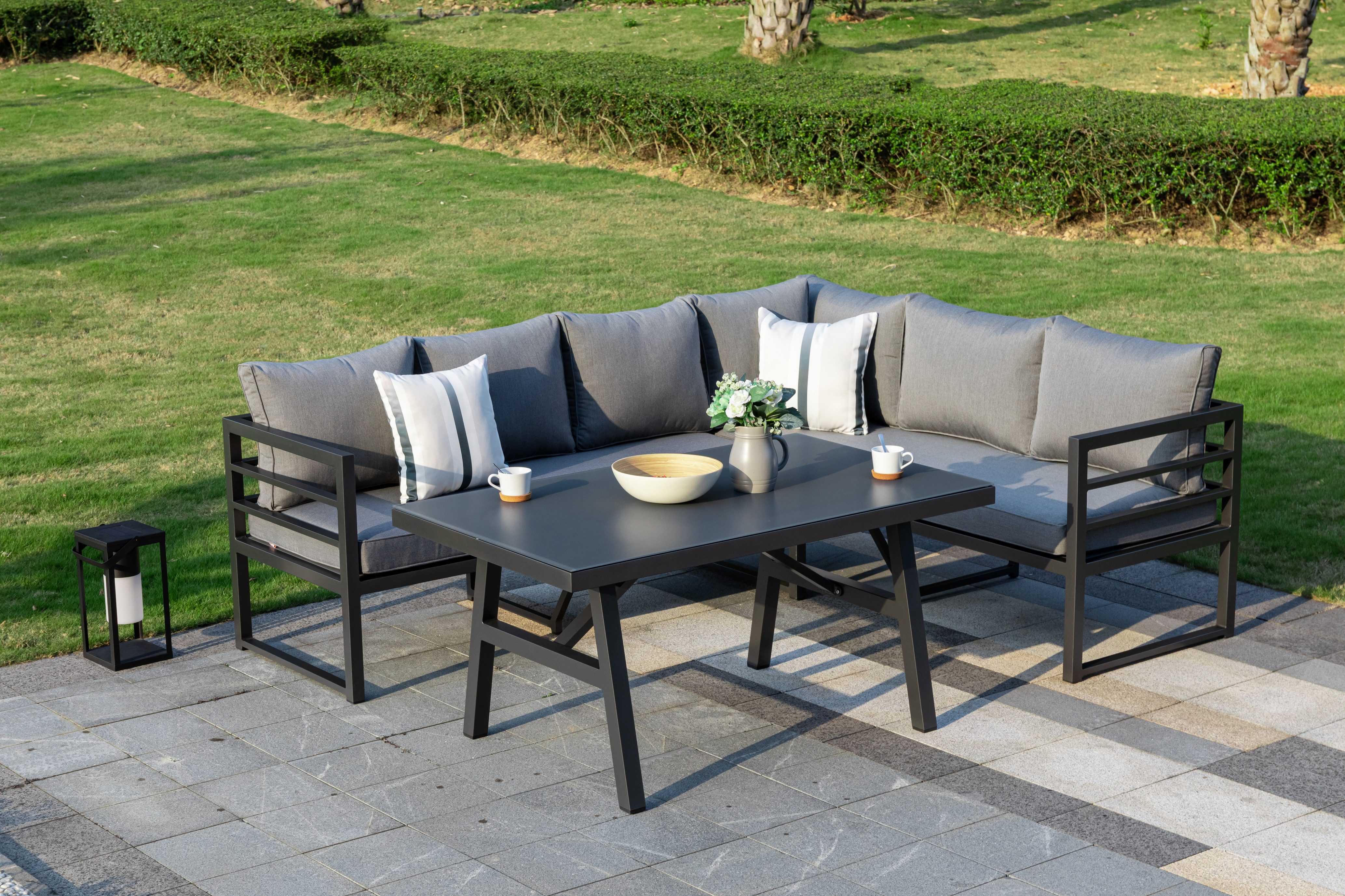 MANDALIKA Garden Gartenlounge-Set Alu Dining Lounge Set Java Sunbrella®