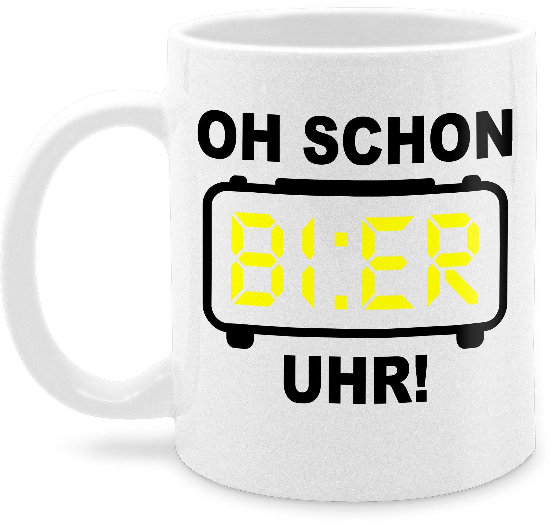 Shirtracer Tasse Oh Schon Bier Uhr Schwarz Kaffeetasse Mit Spruch