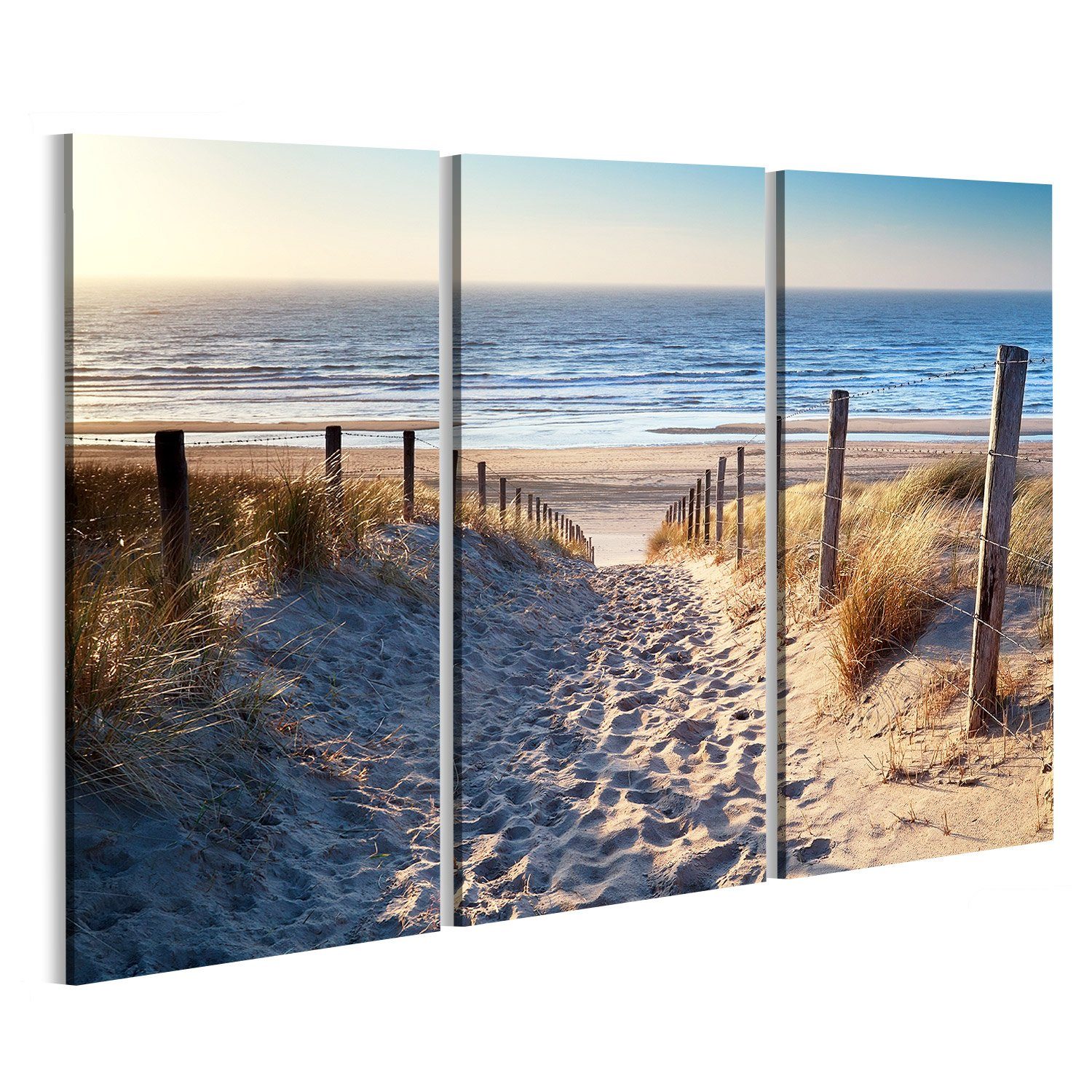 islandburner Leinwandbild Bild auf Leinwand Weg Zum Nordseestrand In Gold Sonnenuntergang Sonnen